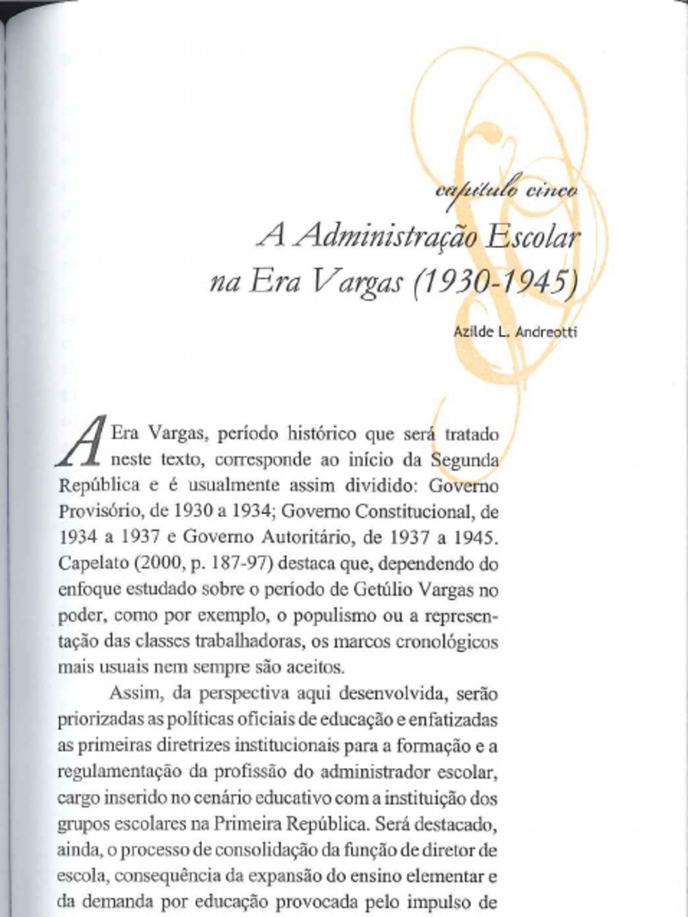 Texto6 - Admin. Escolar No Brasil - Vargas | PDF
