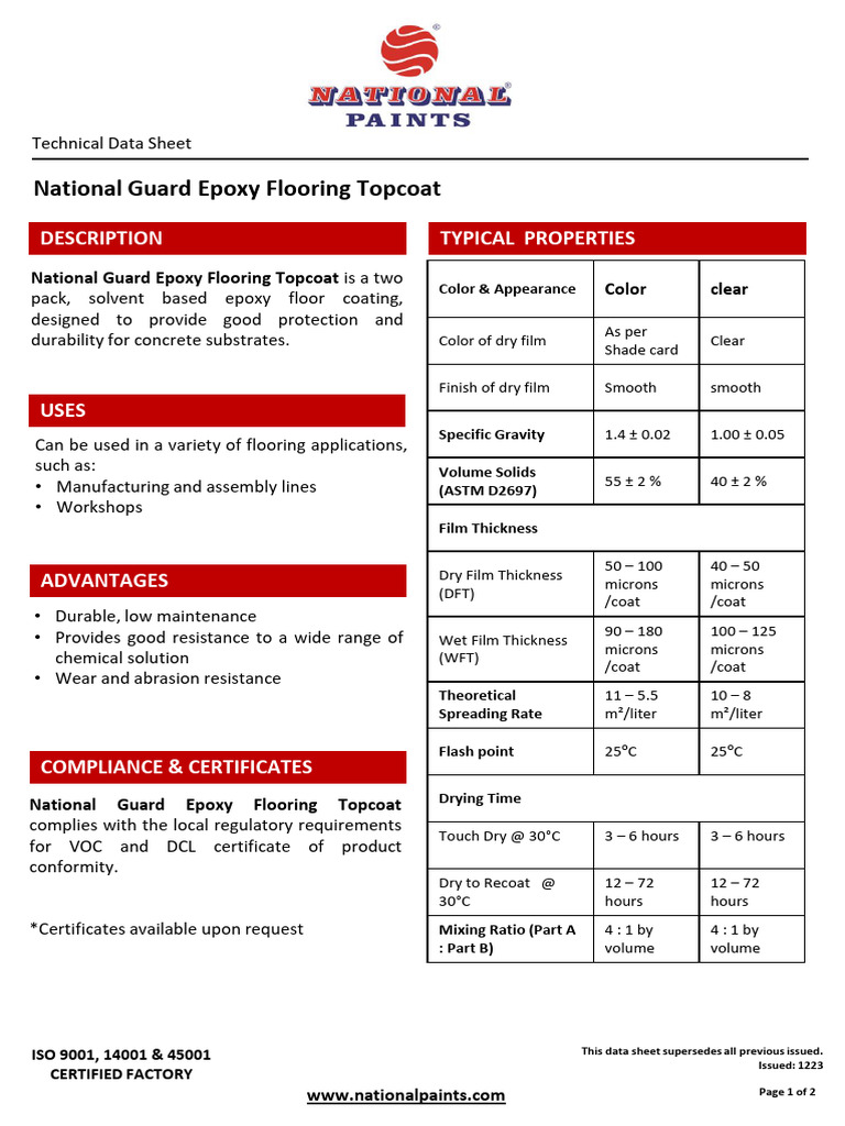 National Guard Epoxy Flooring Topcoat | PDF | Flooring | Paint