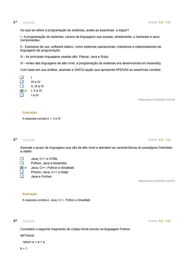 Ava - Paradigmas de Linguagens de Programação em Python | PDF ...