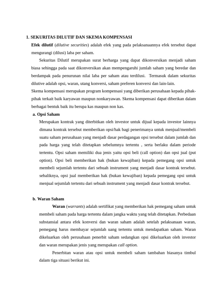 2D - Kelompok 1 - Sekuritas Dilusian Dan LPS - AKM 2 | PDF