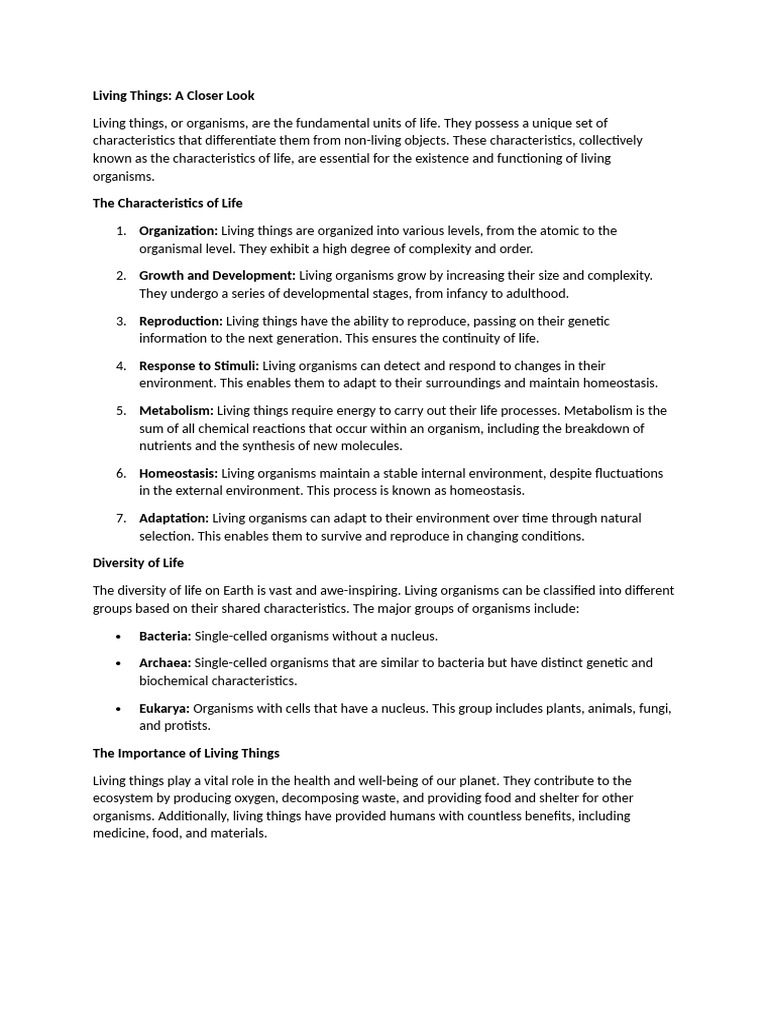 Living Things | PDF | Life | Organisms