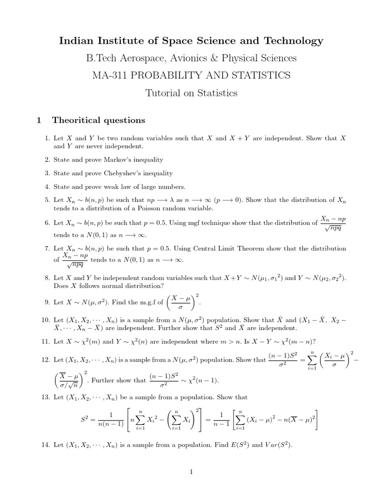 2022 MA311 Statistics-Tutorial | PDF | Estimator | Weighted Arithmetic Mean