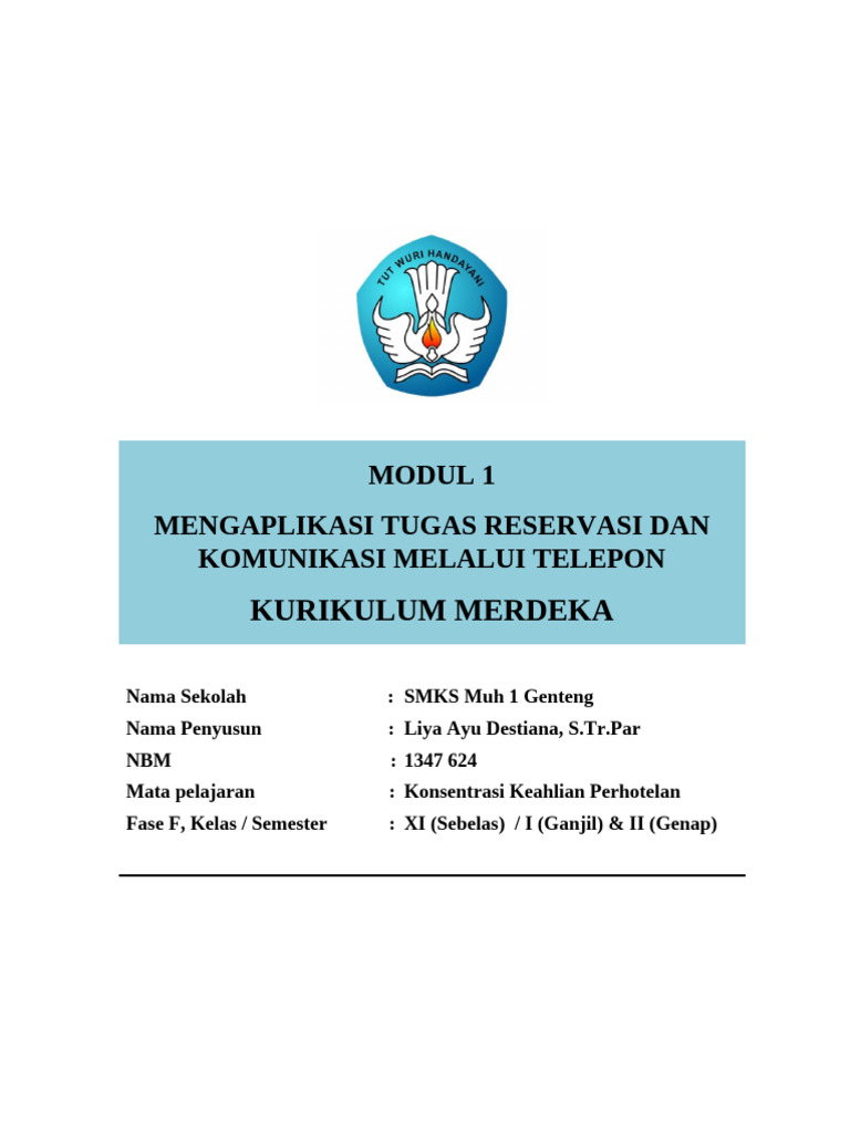 Modul Ajar KKPH Fo - Mengaplikasi Tugas Reservasi Dan Komunikasi Melalui Telepon | PDF