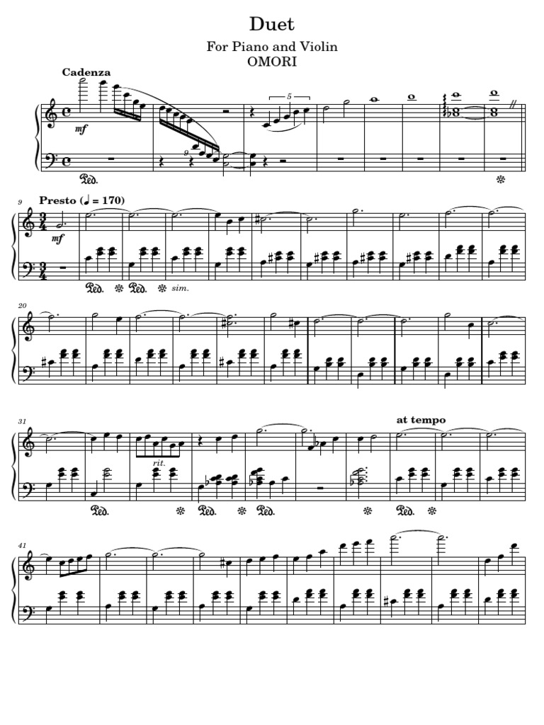 Omori Piano Violin Duet Sheet Music | PDF | Musical Forms | Musical Compositions