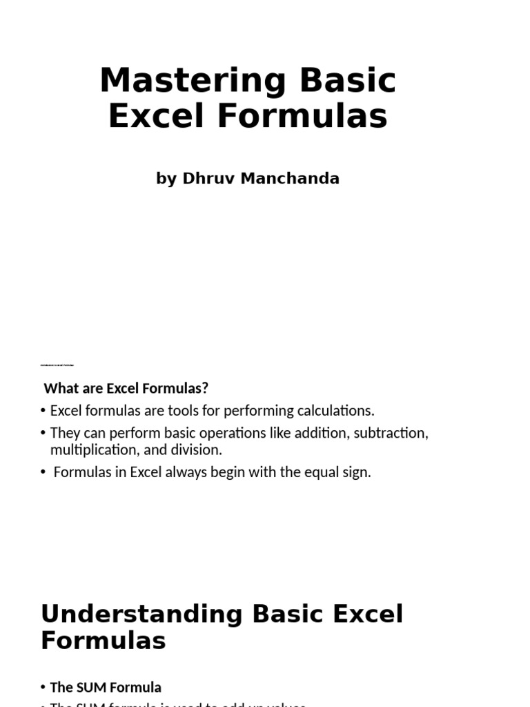 Mastering Basic Excel Formulas | PDF