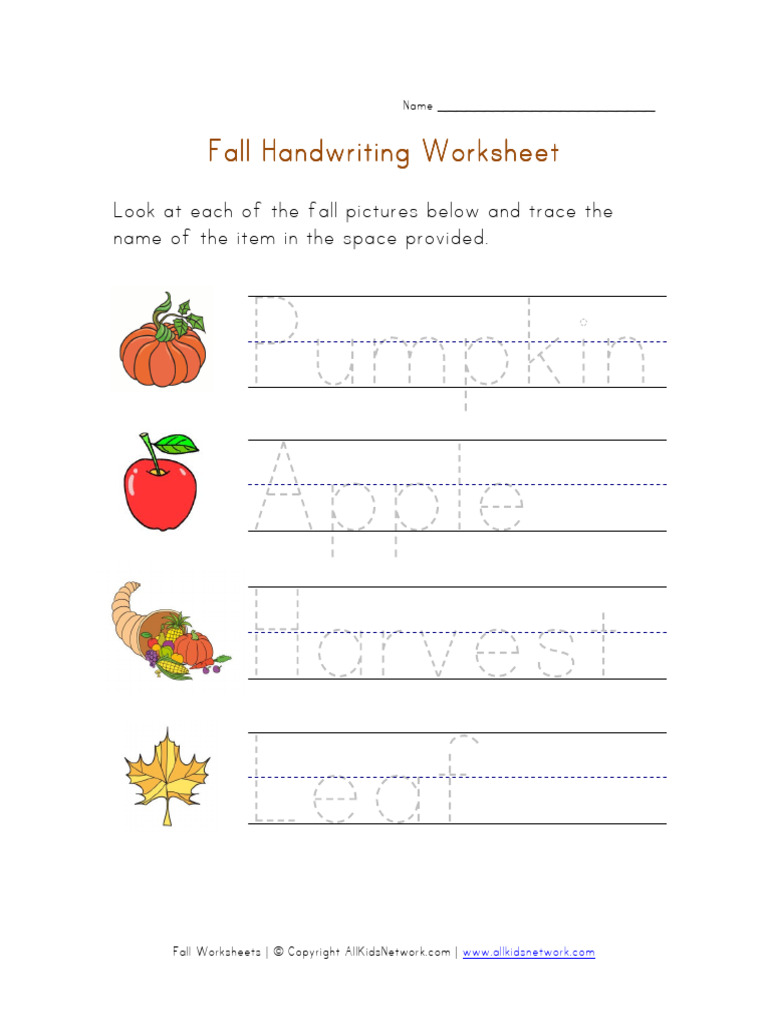 Fall Handwriting | PDF | Teaching Methods & Materials | Home & Garden
