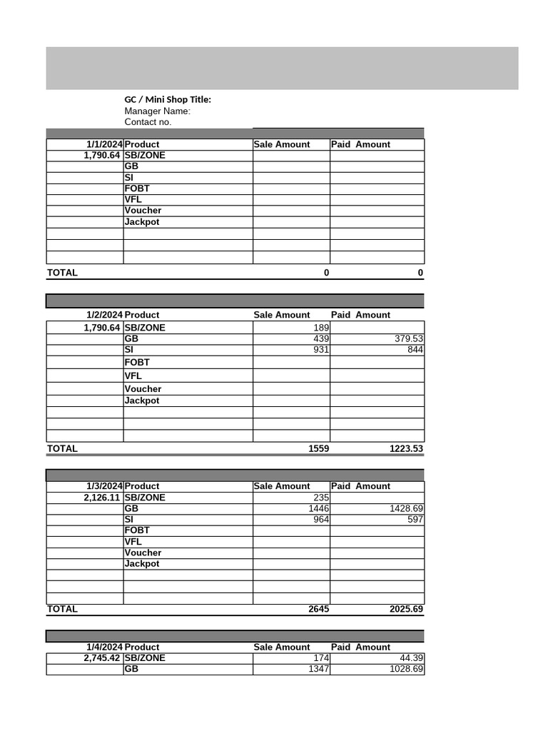 Gbawe Cashier Form For Jan-Dec 2024-13 | PDF | Money | Economies