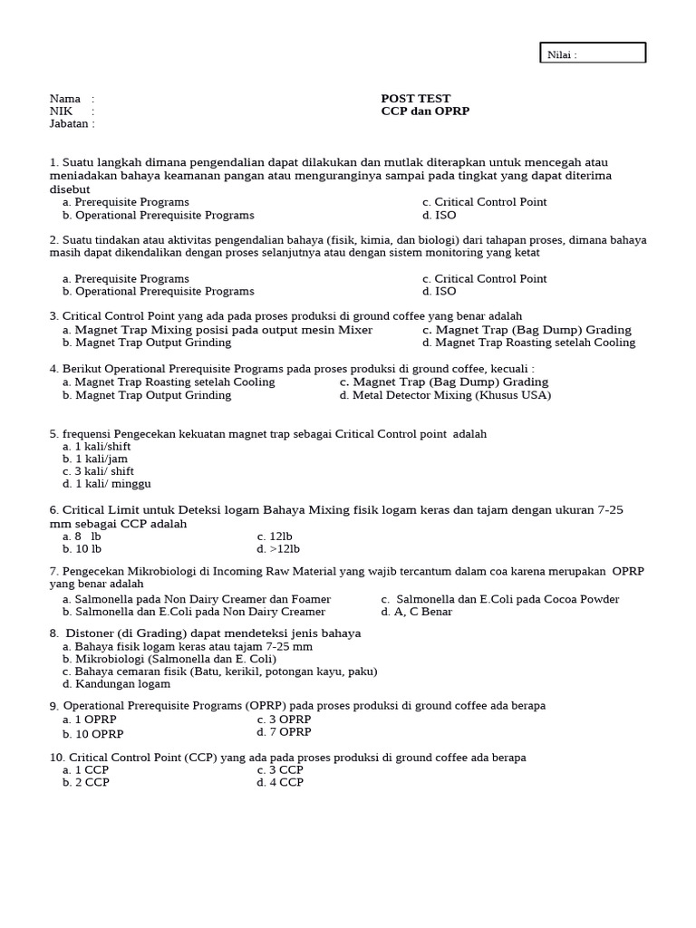 Soal CCP OPRP 2023 Fix | PDF | Teknologi & Rekayasa