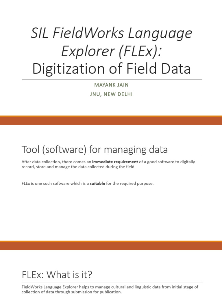 Sil Fieldworks Language Explorer (Flex) : Digitization of Field Data ...