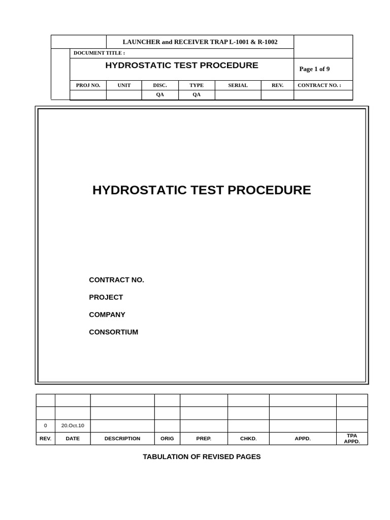 (Hydrostatic Test Procedur) | PDF | Valve | Nondestructive Testing
