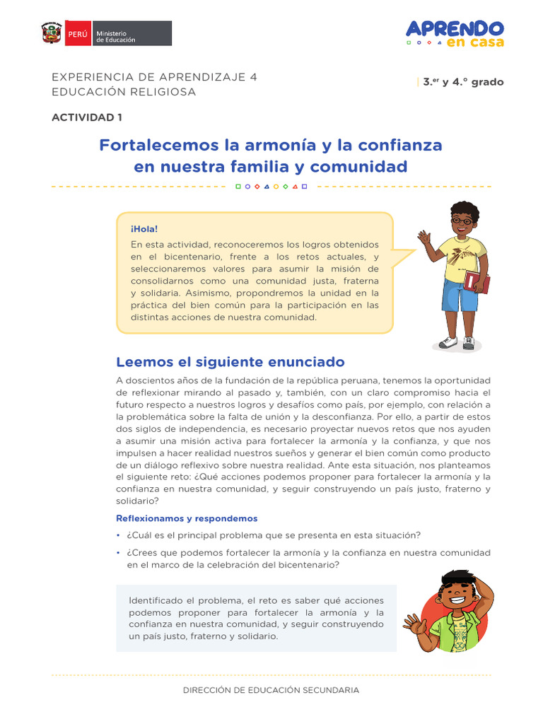 3ro 4to Rel Iv Act 1 | PDF | Crecimiento personal y profesional ...