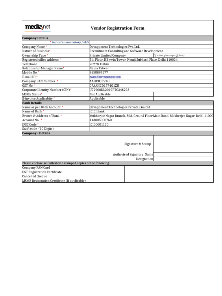 Vendor Registration Form | PDF | Business