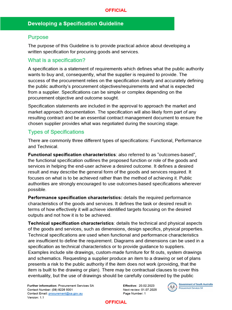 Lg203de01 Developing A Specification Guideline Pdf Specification Technical Standard