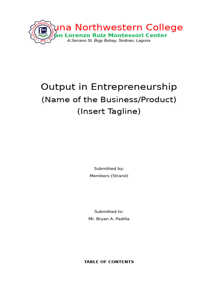 Business Plan Template Pdf