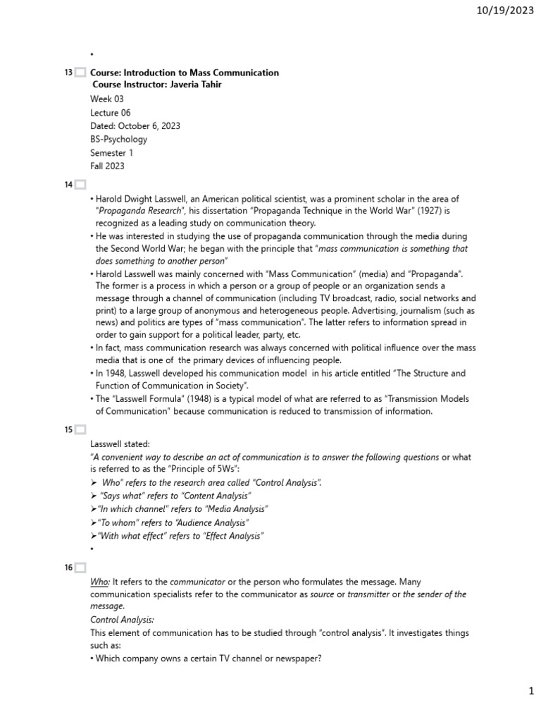 Lec 6 | PDF | Communication | Propaganda