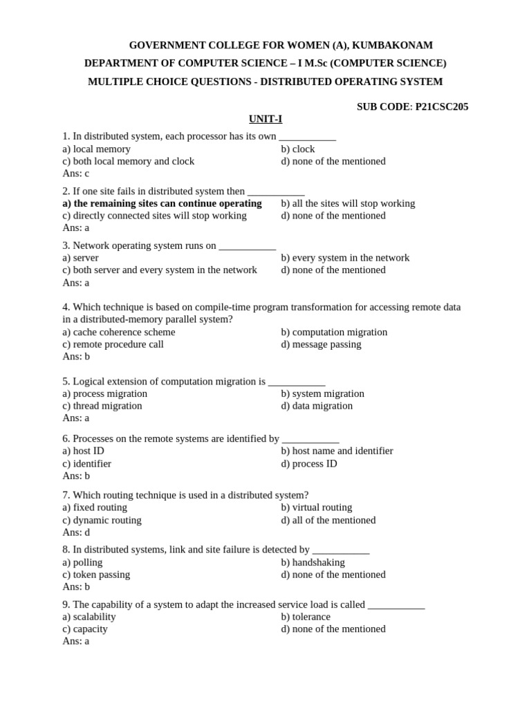 P21csc205-Distributed Operating System | PDF | Computer Network | Process (Computing)