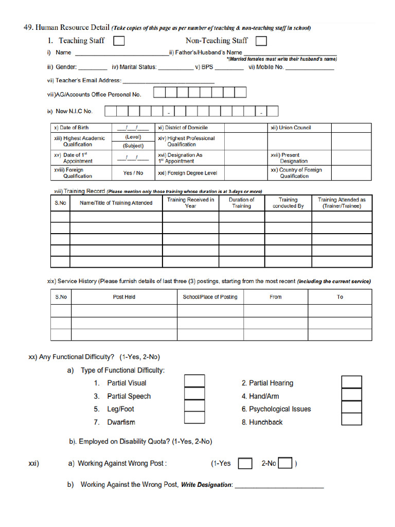 Teacher Proforma 2024 - 102551 | PDF