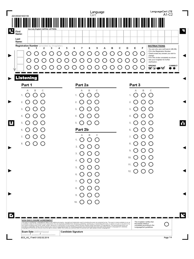 LTE LR A1C2Answer Sheets | PDF | Intellectual Property | Non Disclosure ...