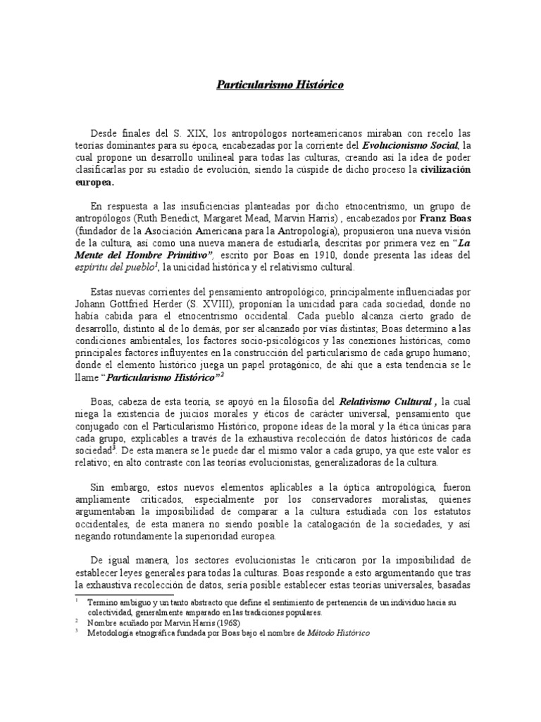 Particularismo Històrico | PDF | Antropología | Relativismo
