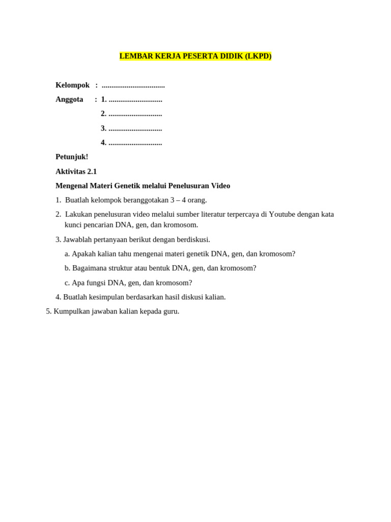 LKPD Genetika Dan Pewarisan Sifat | PDF