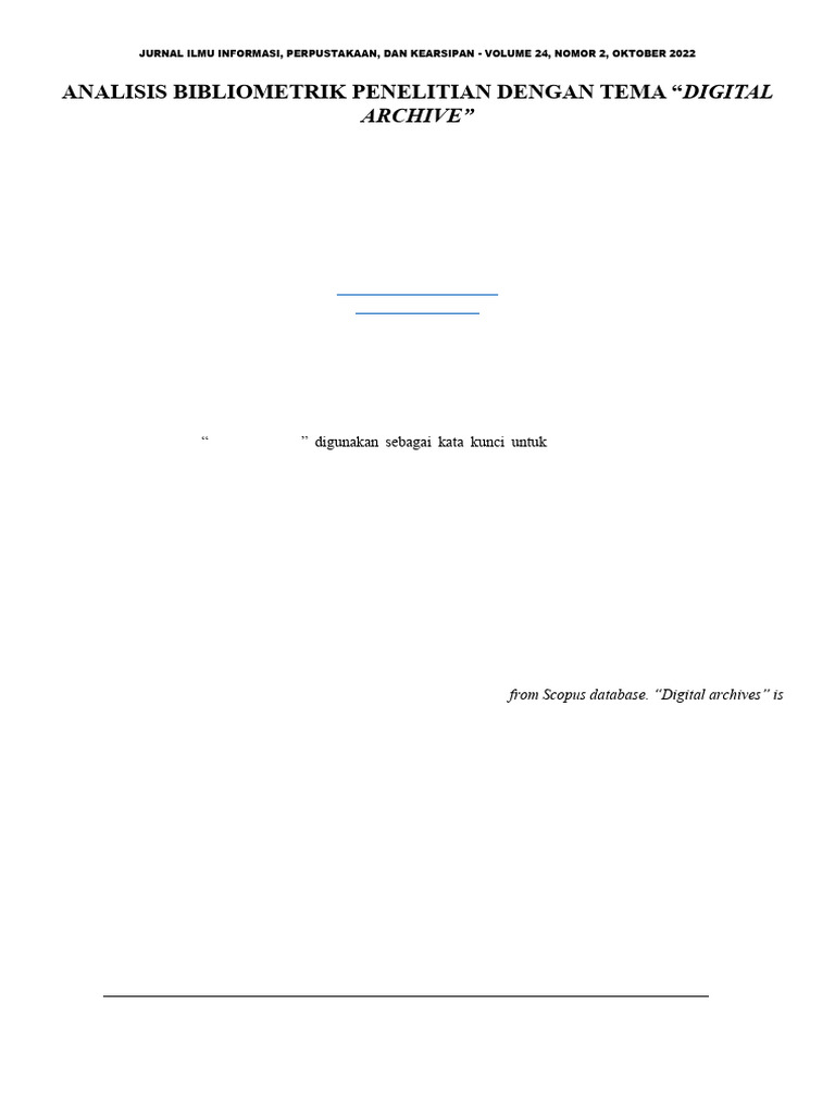 Analisis Bibliometrik Penelitian Dengan Tema Digital Archive | PDF | Seni