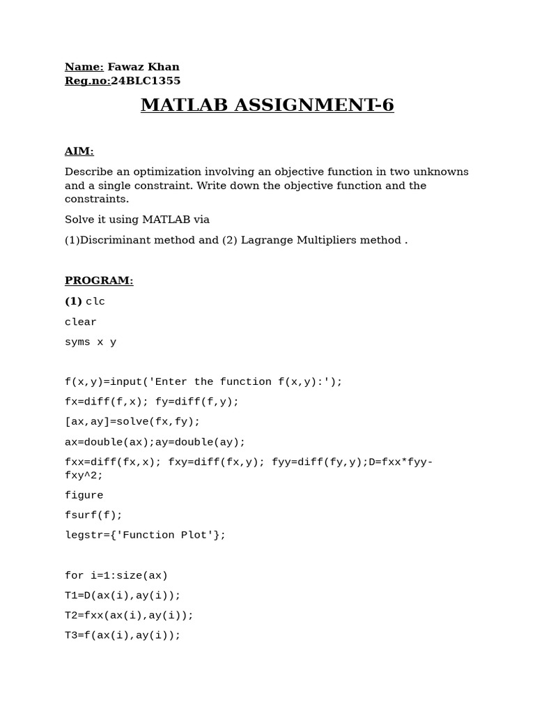 Matlab 6 | PDF | Algorithms | Mathematical Relations