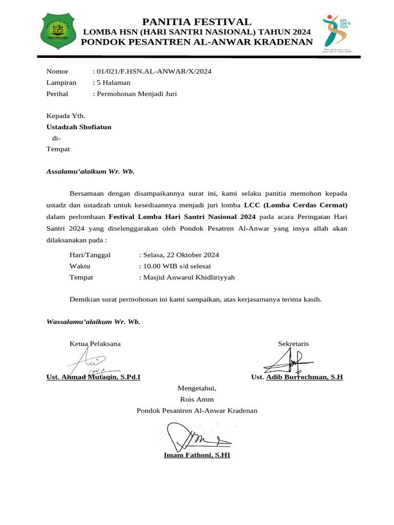 Permohonan Juri HSN 2024 | PDF