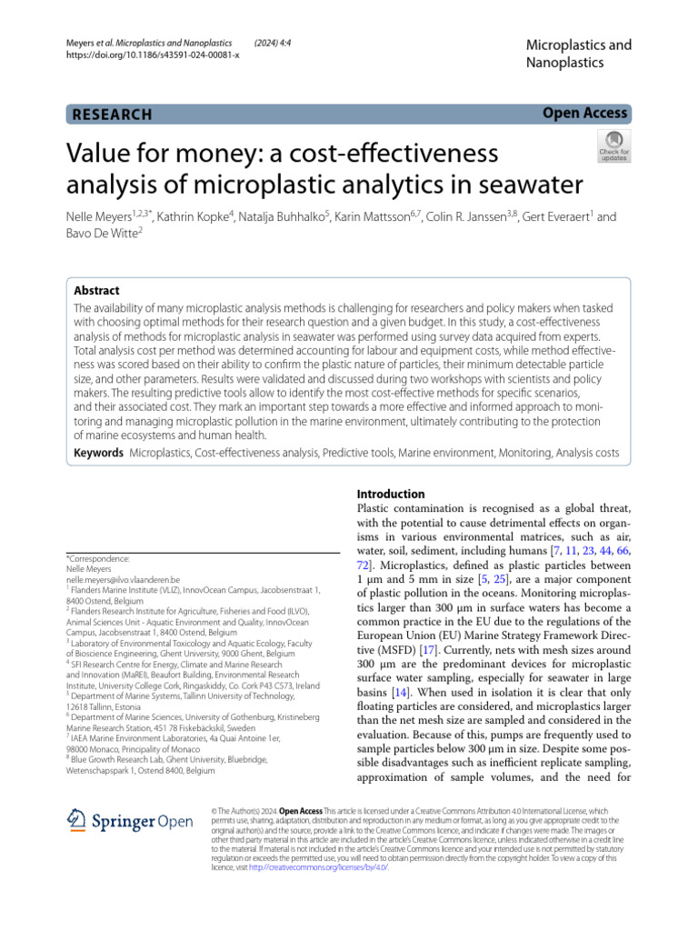 Value For Money: A Cost-Effectiveness Analysis of Microplastic ...