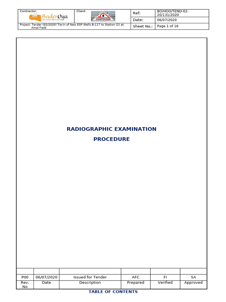 Radiographic Examination Procedure | PDF | Nondestructive Testing ...