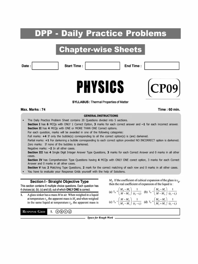 Chapter-Wise DPP Sheets For Physics JEE Advanced DPP 9 | PDF