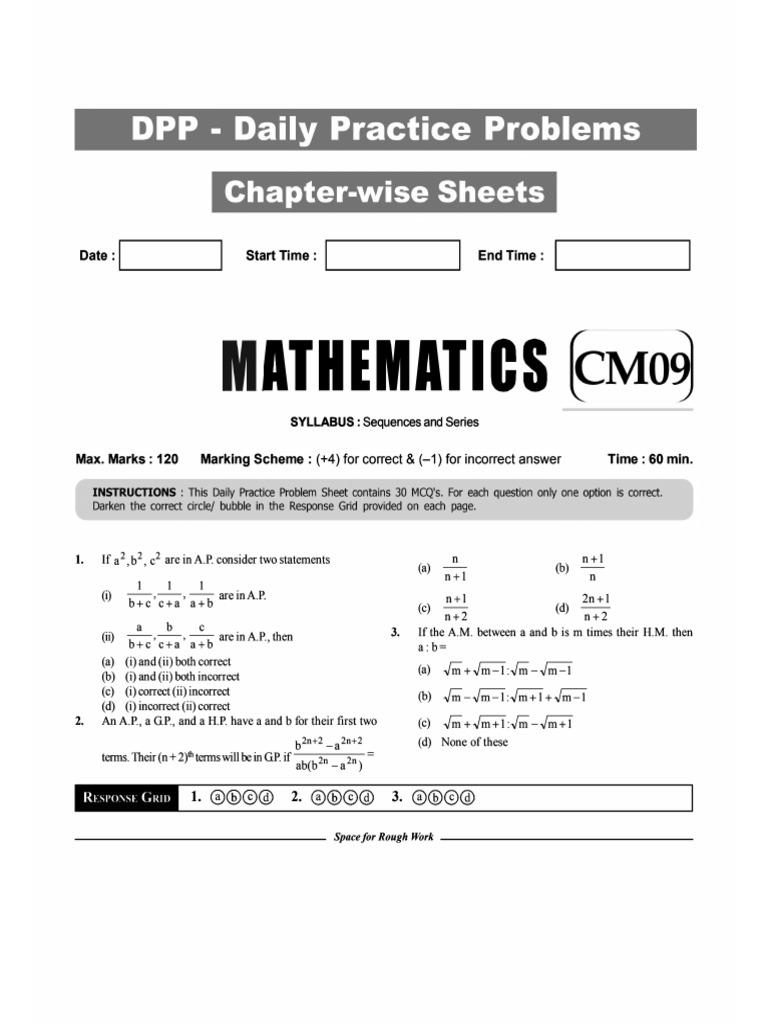Chapter-Wise DPP Sheets For Maths JEE Main DPP 9 | PDF