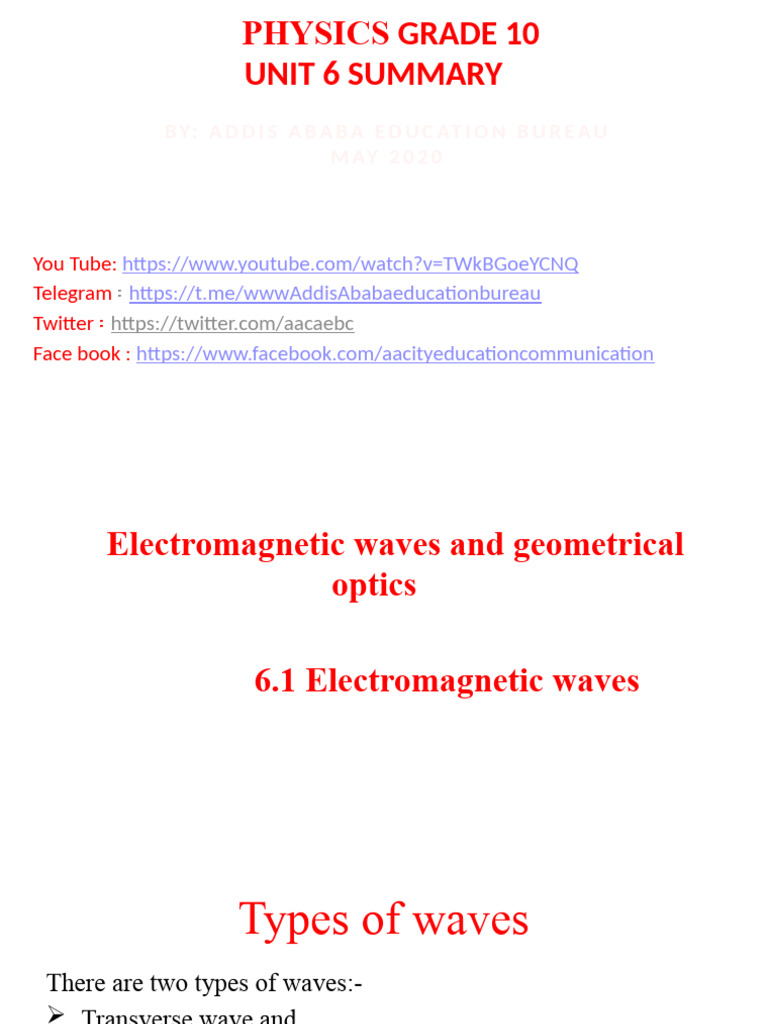 Physics Grade 1o Unit 6 | PDF | Waves | Wavelength