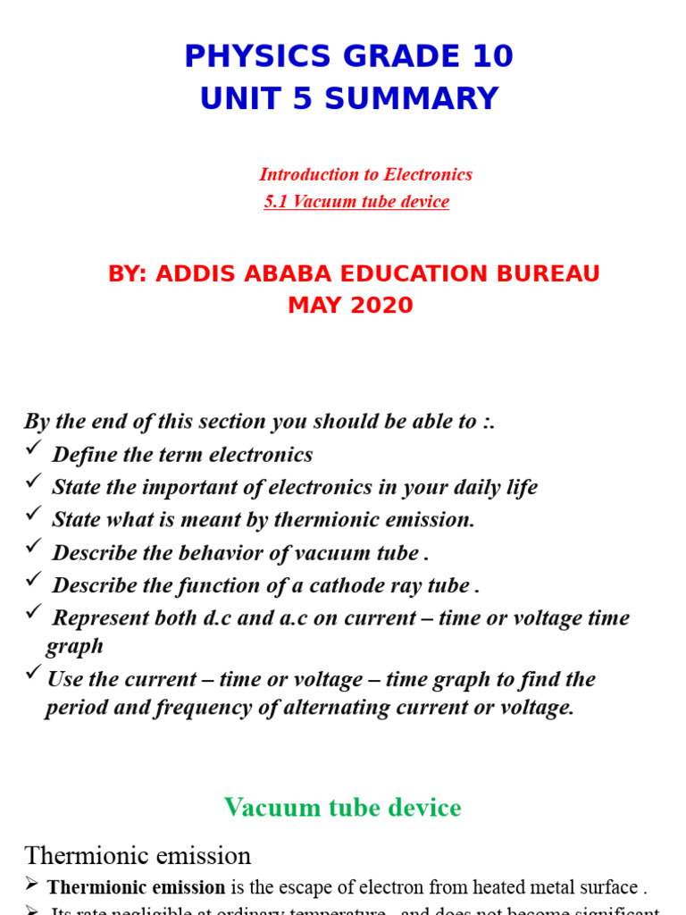 Physics Grade 10 Unit 5 | PDF | P–N Junction | Semiconductors
