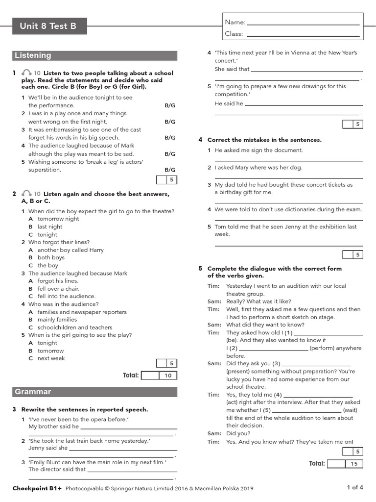 Unit 8 Test B Overview | PDF | Alice (Alice's Adventures In Wonderland)