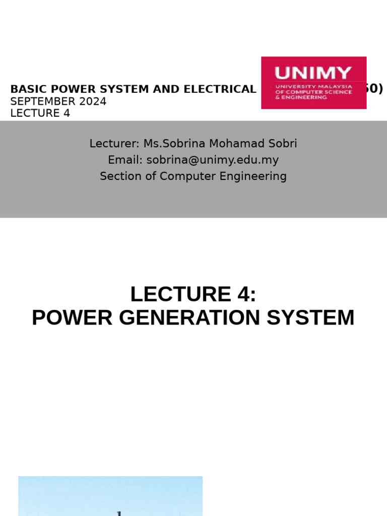 EE 350 - Lecture 4 | PDF | Power Station | Hydroelectricity