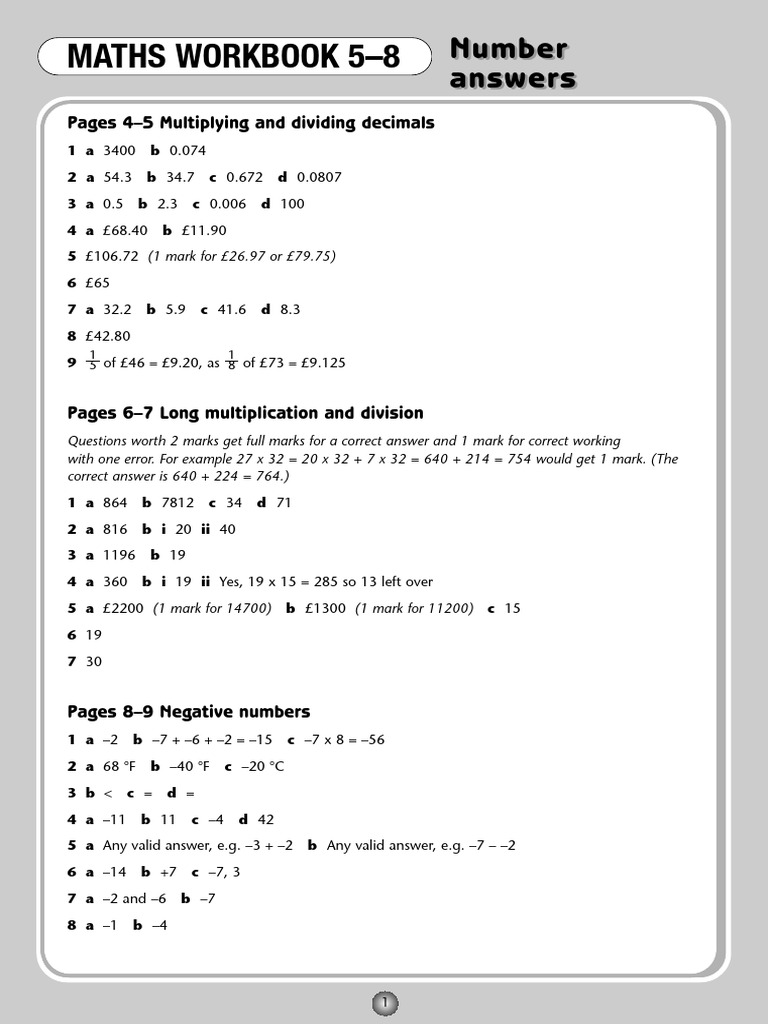KS3 Maths Answers Levels 5-8 Number | PDF | Multiplication | Elementary ...
