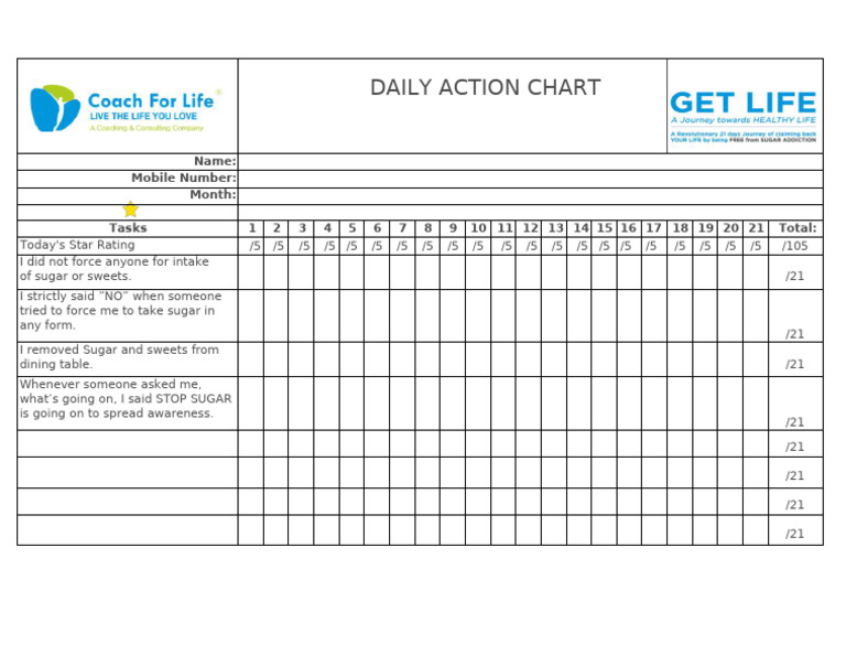 Daily Action Chart-English | PDF