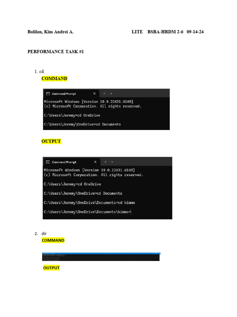 Command Line Performance Task Guide | PDF
