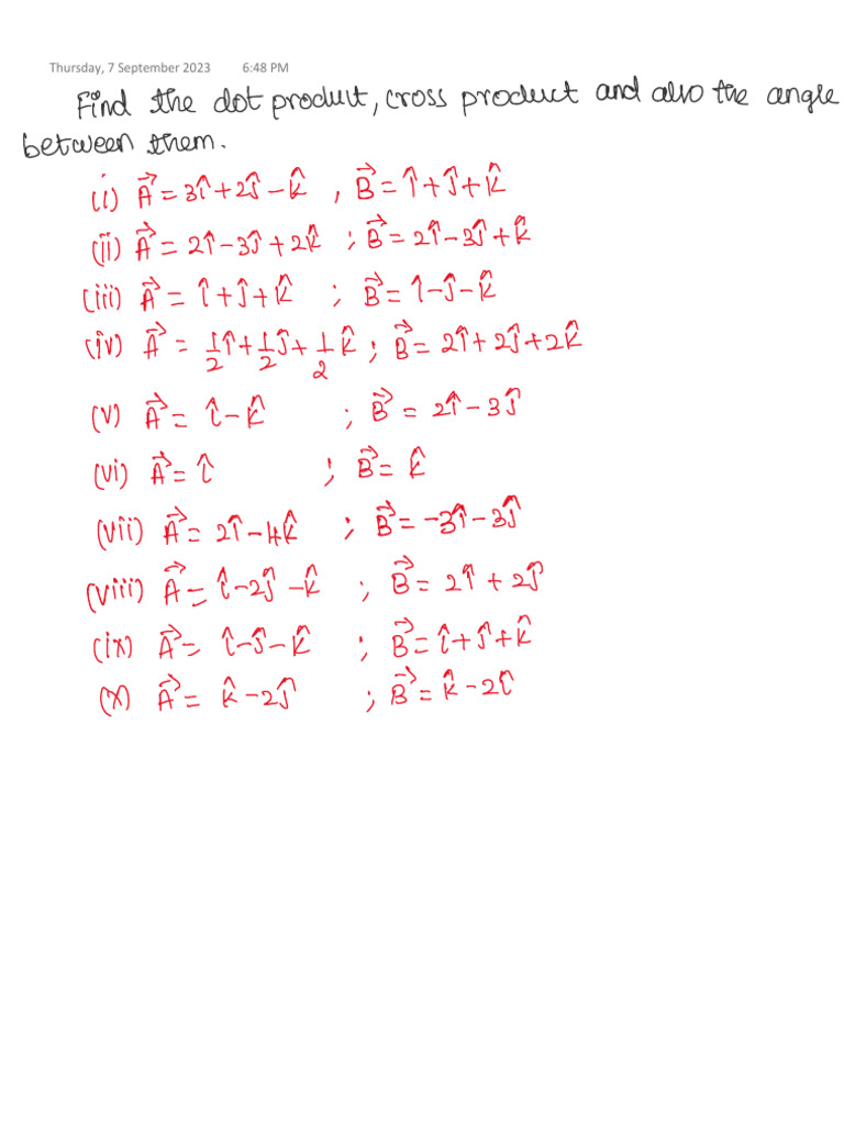 Vectors Dot and Cross | PDF