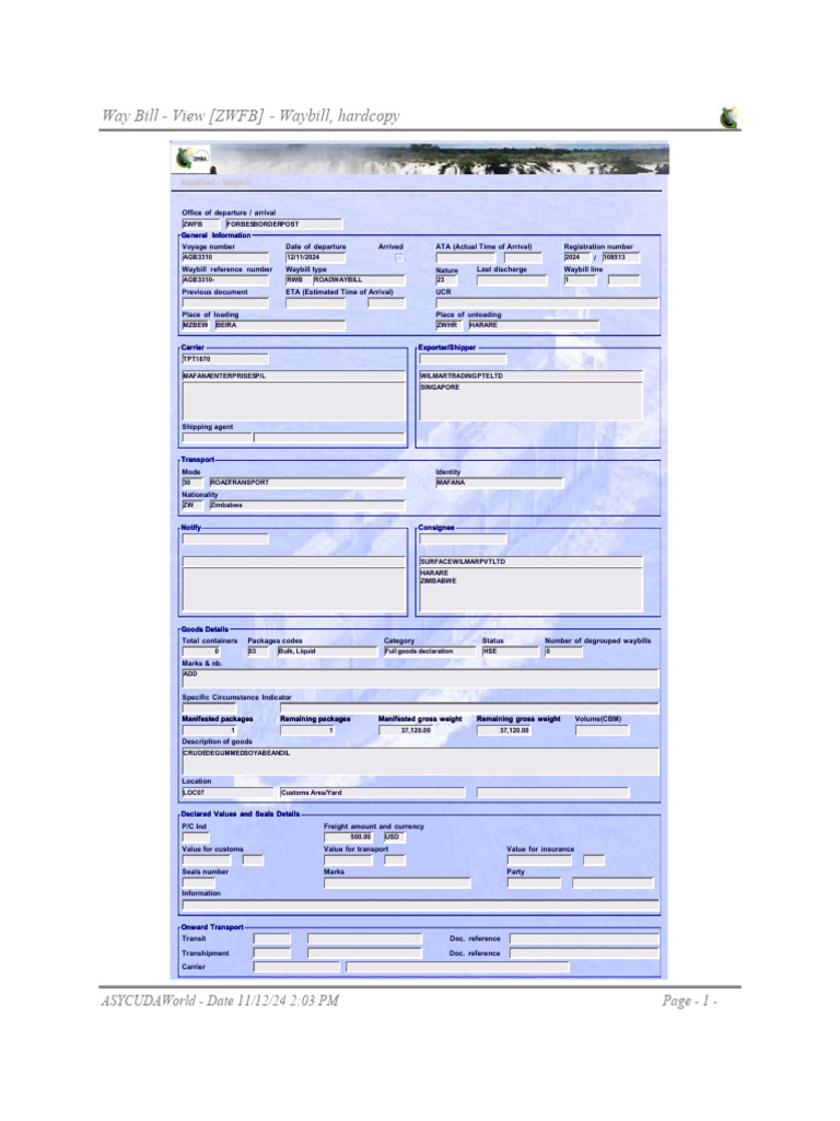 Agb3310 Waybill 10 | PDF | Supply Chain Management | Transport