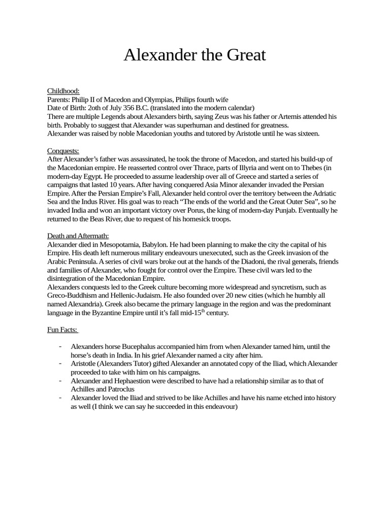 Alexander The Great Notes | PDF | Alexander The Great | Ancient Greece