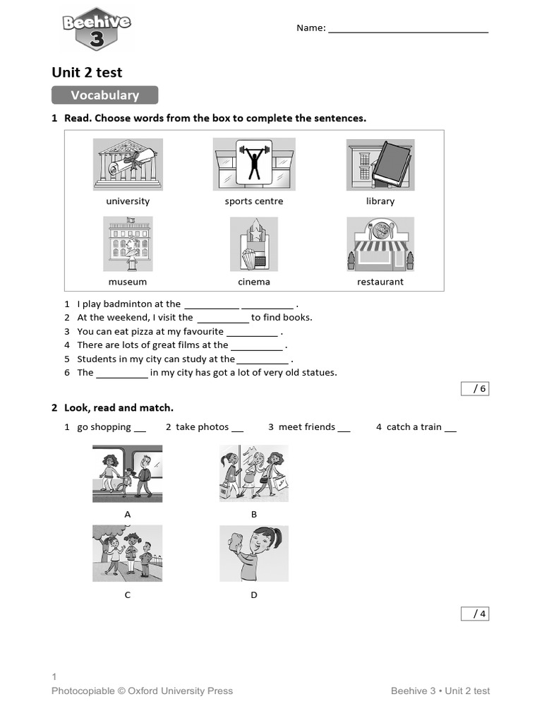 Beehive 3 Unit 2 Test Materials | PDF | Linguistics