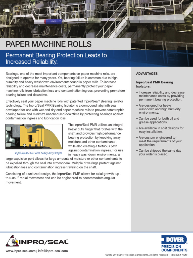 d12 006 1 Is As Paper Machine Rolls Enus | PDF | Bearing (Mechanical ...