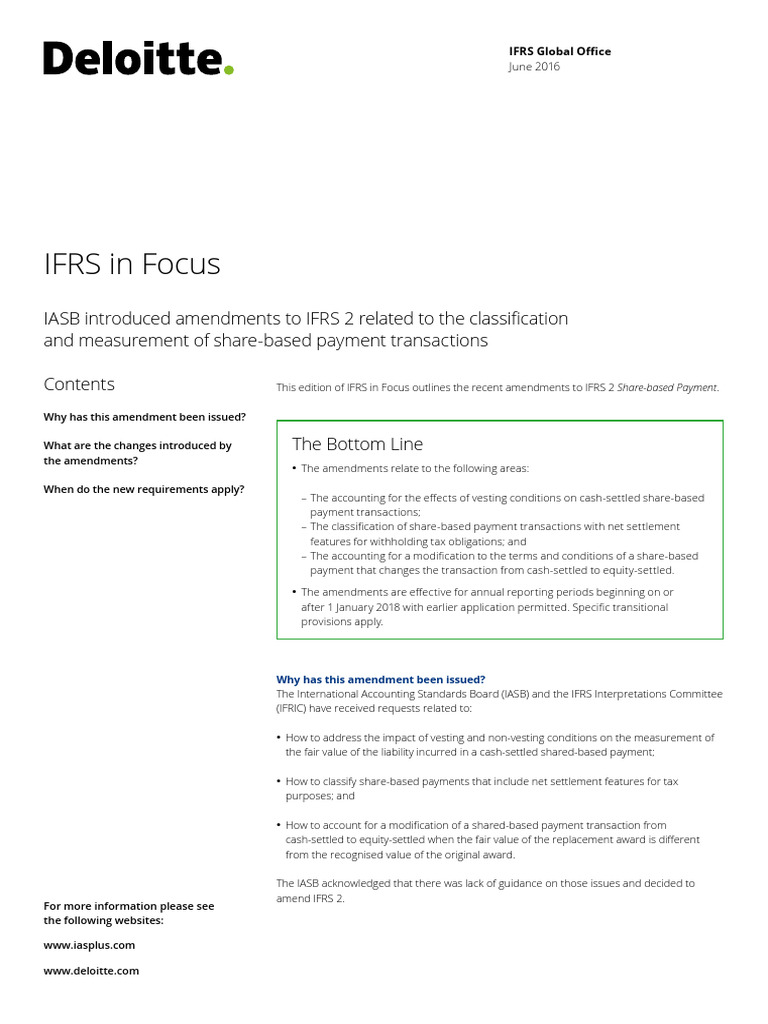 IFRS 2 Amendments June 2016 | PDF | Fair Value | International ...
