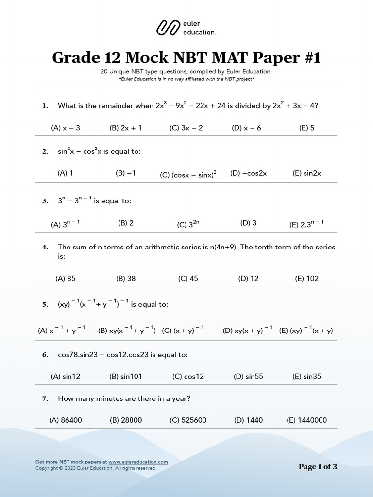 NBT-Practice-Paper-class Note-Rev1 | PDF | Area | Elementary Geometry