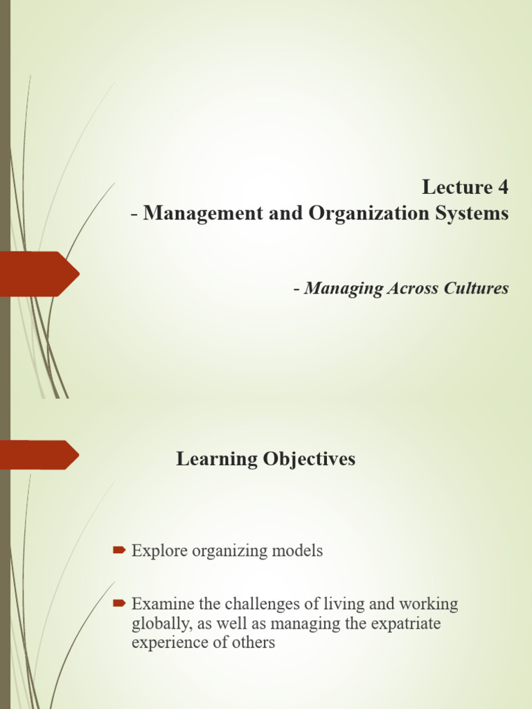 Lecture 4 - Management and Organization Systems | PDF | Lean ...