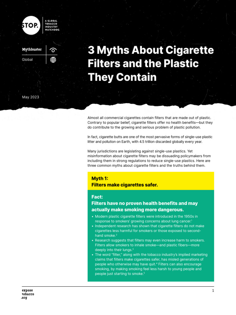 Cigarette Filters Plastic Pollution | PDF | Cigarette | Tobacco Smoking