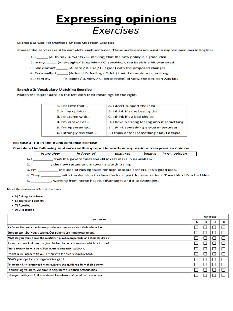 Expressing Opinion | PDF