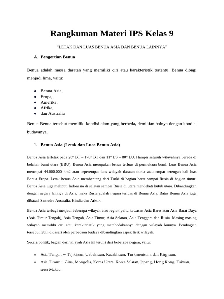 Rangkuman Materi IPS Kelas 9 BAB ! | PDF | Ilmu Sosial | Perjalanan