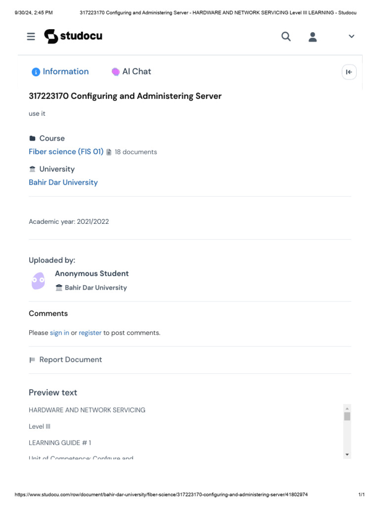 Configuring and Administering Server - HARDWARE AND NETWORK SERVICING Level III LEARNING ...